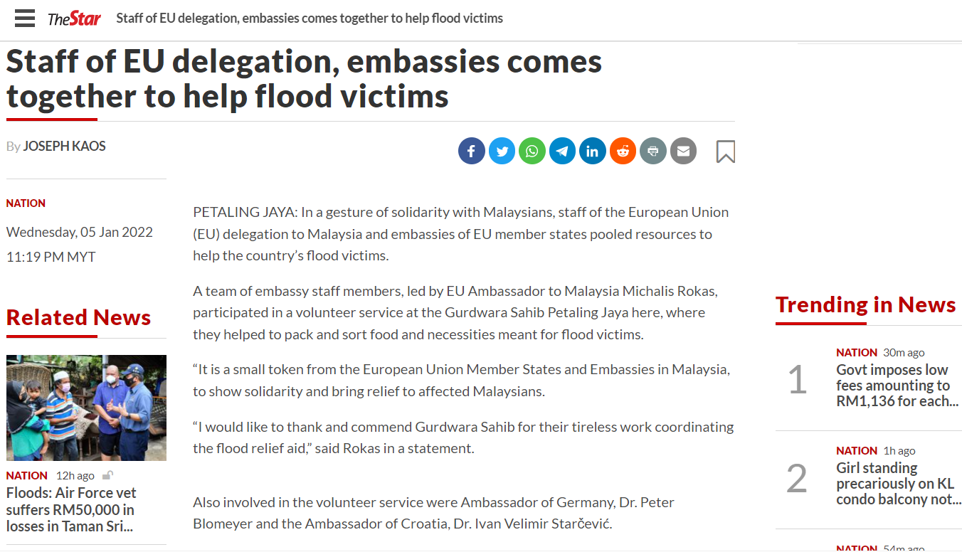 Staff Of EU Delegation, Embassies Comes Together To Help Flood Victims